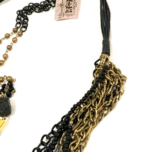 Treska | Jewelry | Treska Gold Black Necklace New | Poshmark